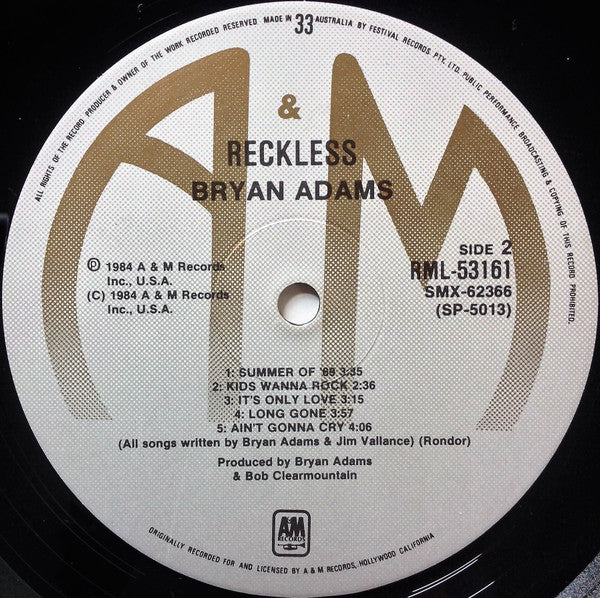 Bryan Adams – [Album Title] (LP, Album) | Wax Espresso Vinyl Australia